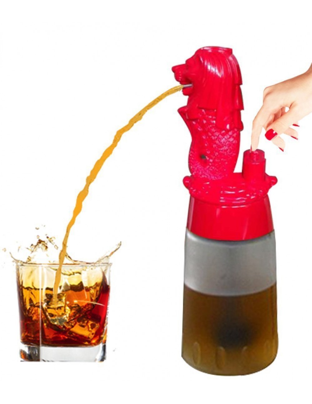 Barraid Singapore Lion Liquor Dispenser Red Round Shape with White Jar ...