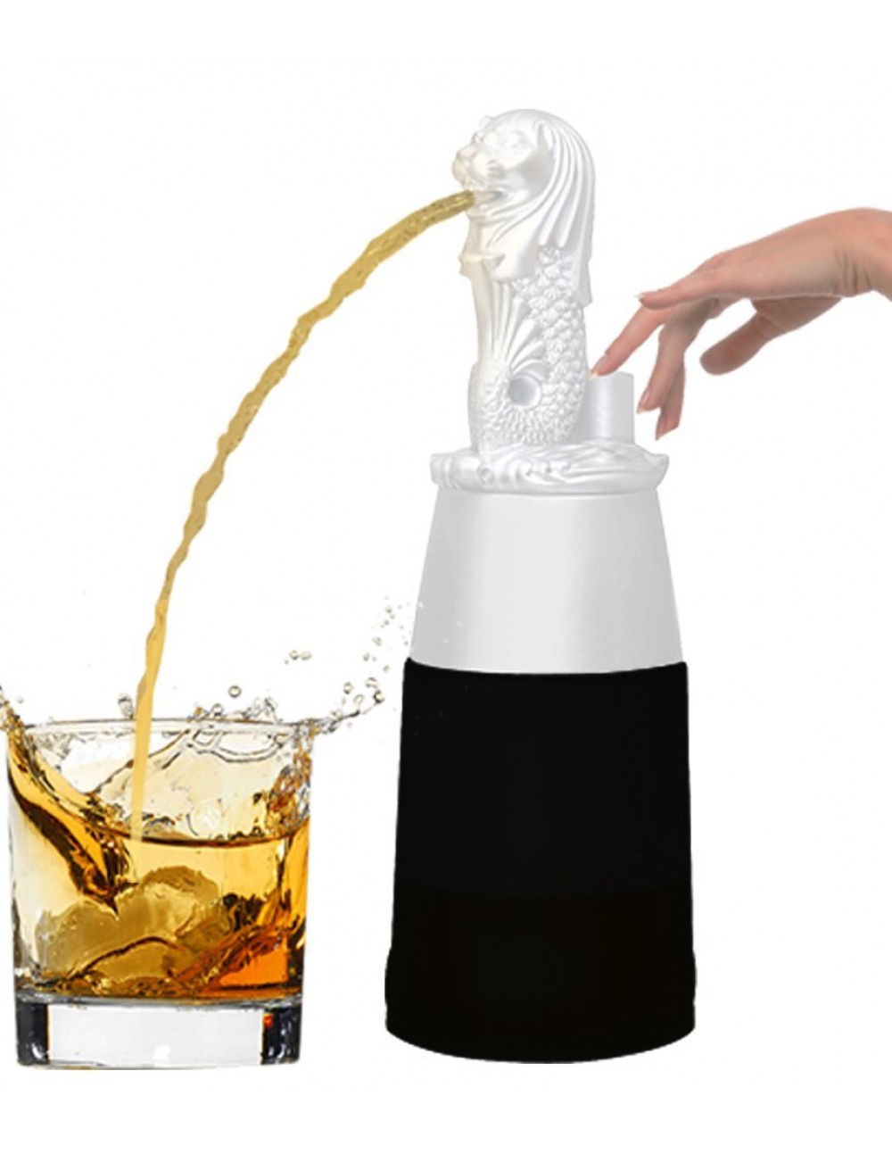 Barraid Singapore Lion Liquor Dispenser White Round Shape with Black ...